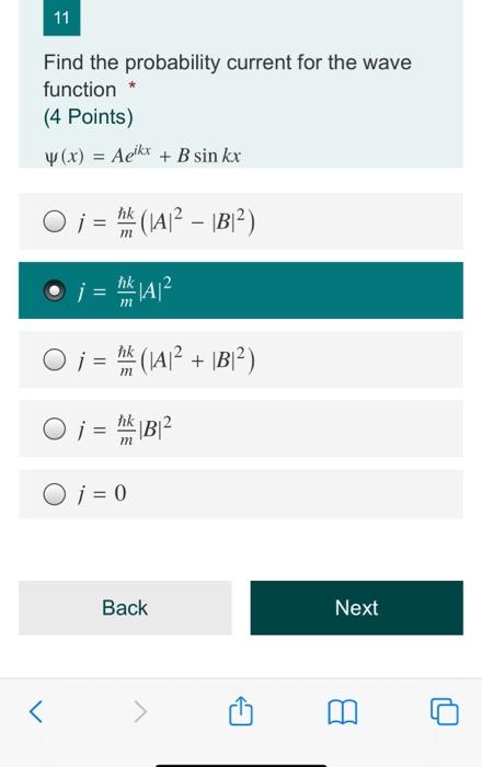 Solved 11 Find the probability current for the wave function | Chegg.com
