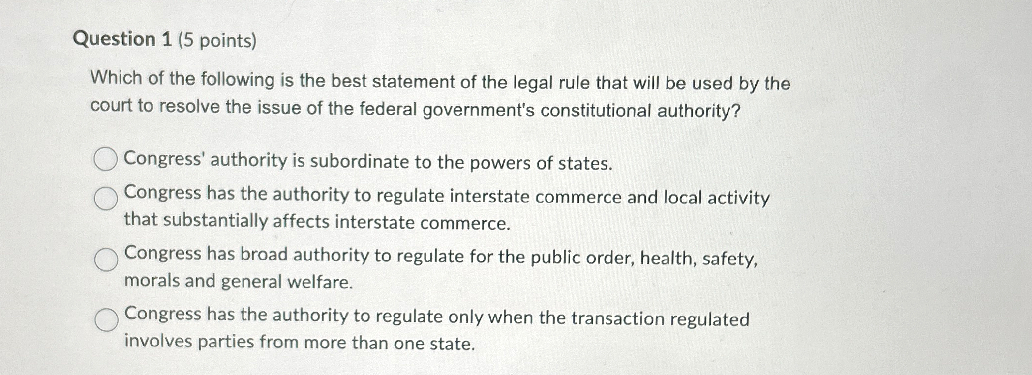 Solved Question 1 (5 ﻿points)Which of the following is the | Chegg.com