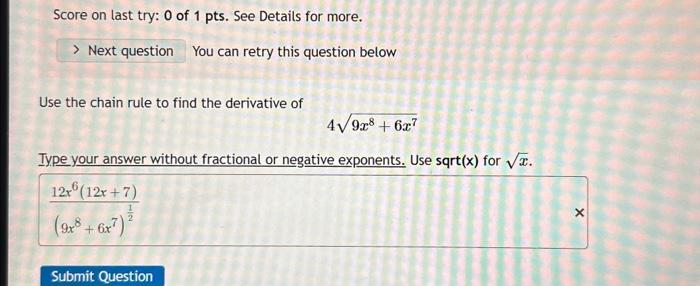 Solved Score on last try: 0 of 1 pts. See Details for more. | Chegg.com
