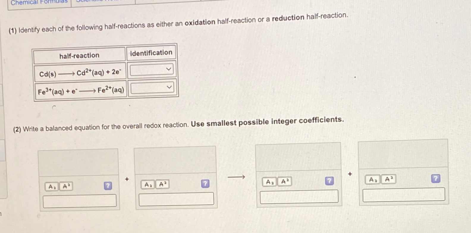 Solved 1 ﻿identify Each Of The Following Half Reactions As