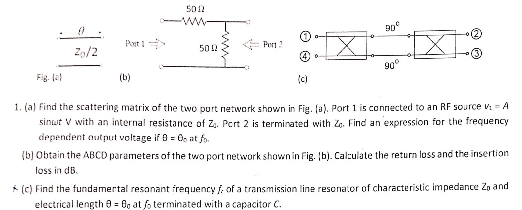 Solved (a) ﻿Find the scattering matrix of the two port | Chegg.com