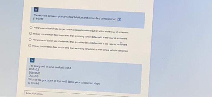 Solved The relation between primary consolidation and | Chegg.com