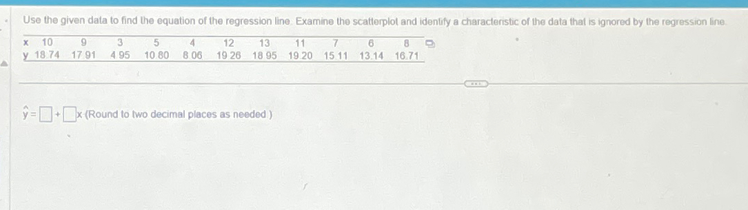 Solved Use the given data to find the equation of the | Chegg.com