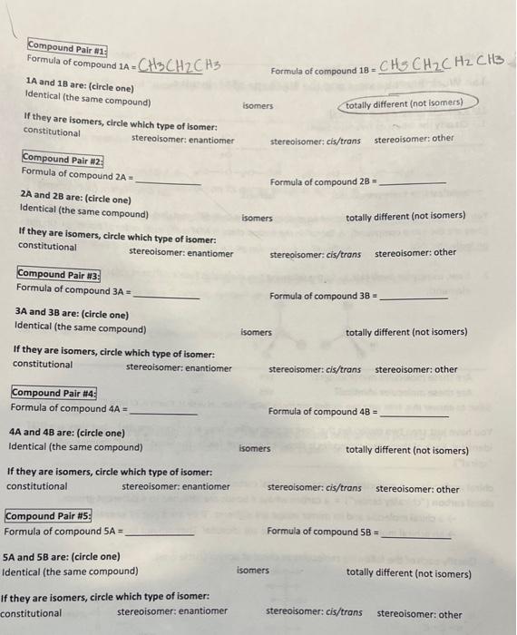 Solved Compound 1A: Compound 1B:Compound 2A: Compound | Chegg.com