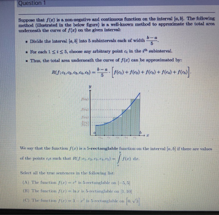 Solved Question 1 Suppose that f(x) is a non-negative and | Chegg.com