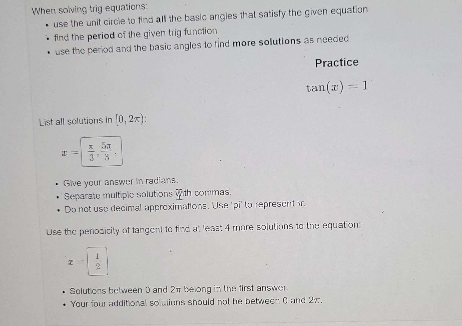 Solved When solving trig equations: • use the unit circle to | Chegg.com
