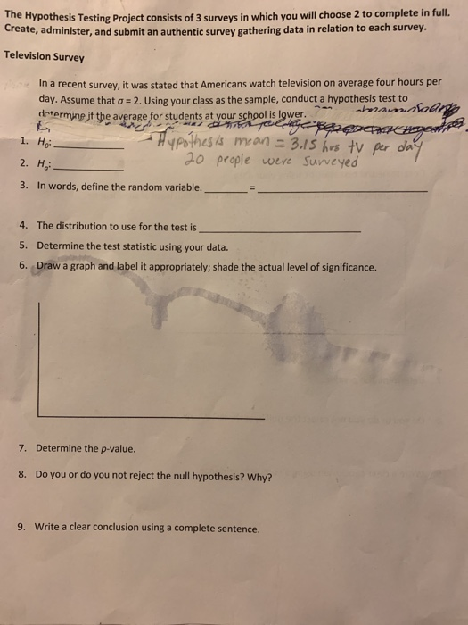 Solved The Hypothesis Testing Project consists of 3 surveys | Chegg.com