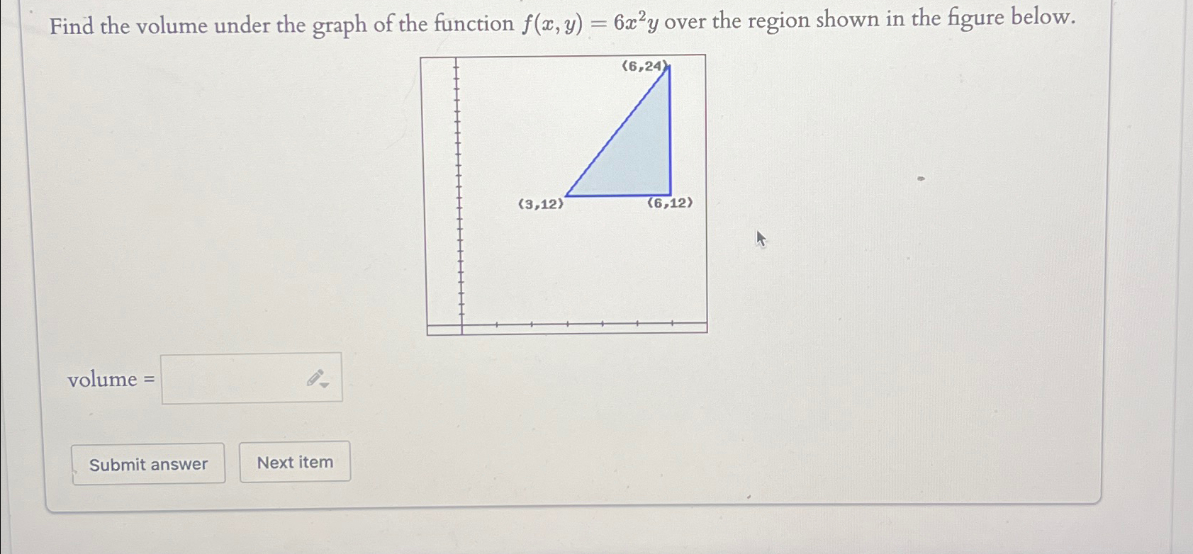 Find the volume under the graph of the function | Chegg.com