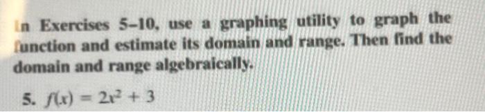 answer 5, find domain and range algebraically | Chegg.com