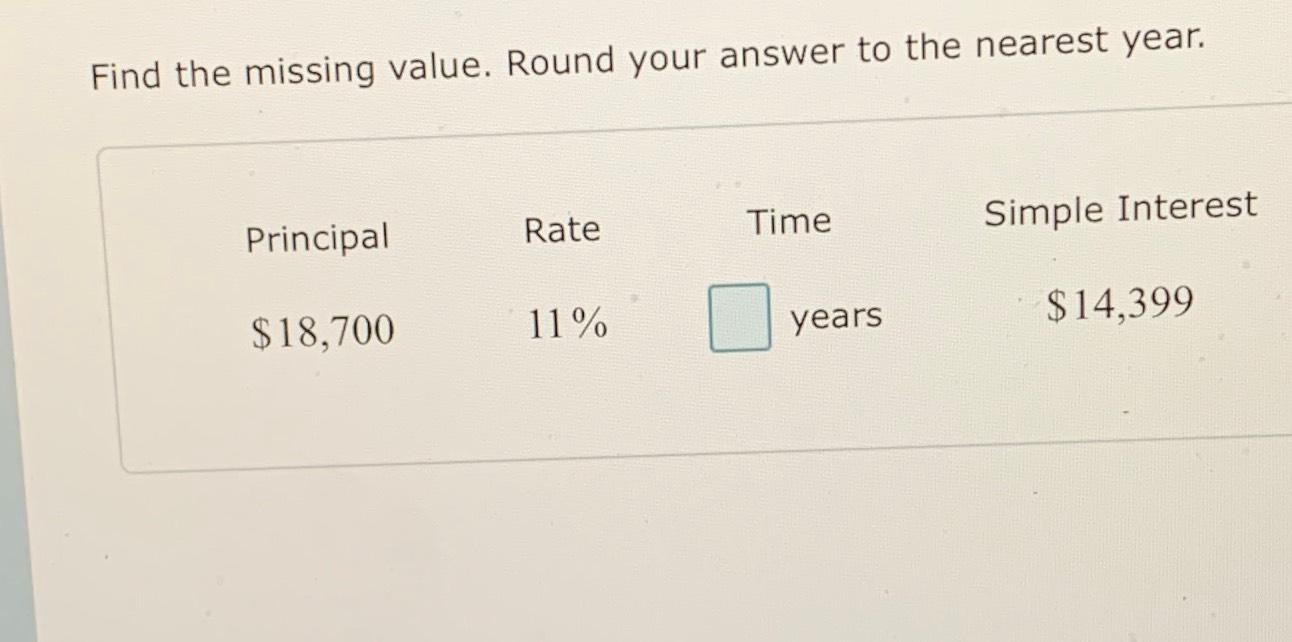 Solved Find the missing value. Round your answer to the | Chegg.com