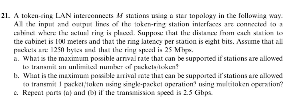 Solved A token-ring LAN interconnects M ﻿stations using a | Chegg.com