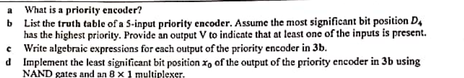 Solved a What is a priority encoder?b List the truth table | Chegg.com