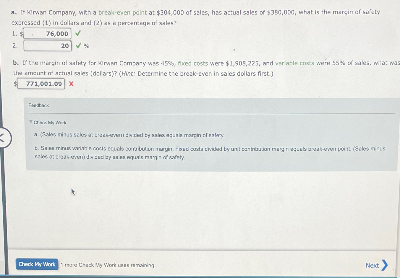 Solved a. ﻿If Kirwan Company, with a break-even point at | Chegg.com
