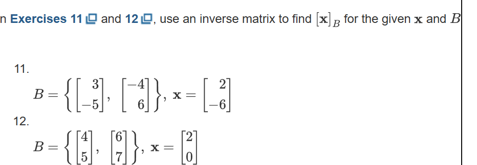 Solved n Exercises 11 ﻿and 12 , ﻿use an inverse matrix to | Chegg.com