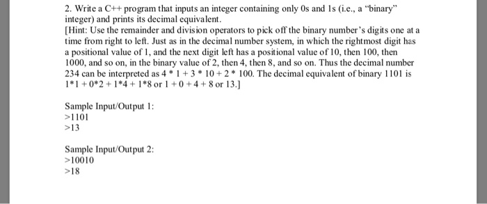 Solved 2 Write A Cprogram That Inputs An Integer 5104