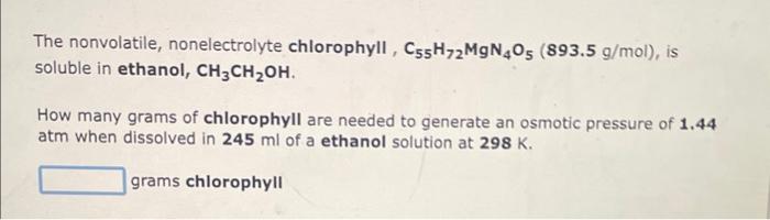 Solved The nonvolatile, nonelectrolyte cholesterol, | Chegg.com