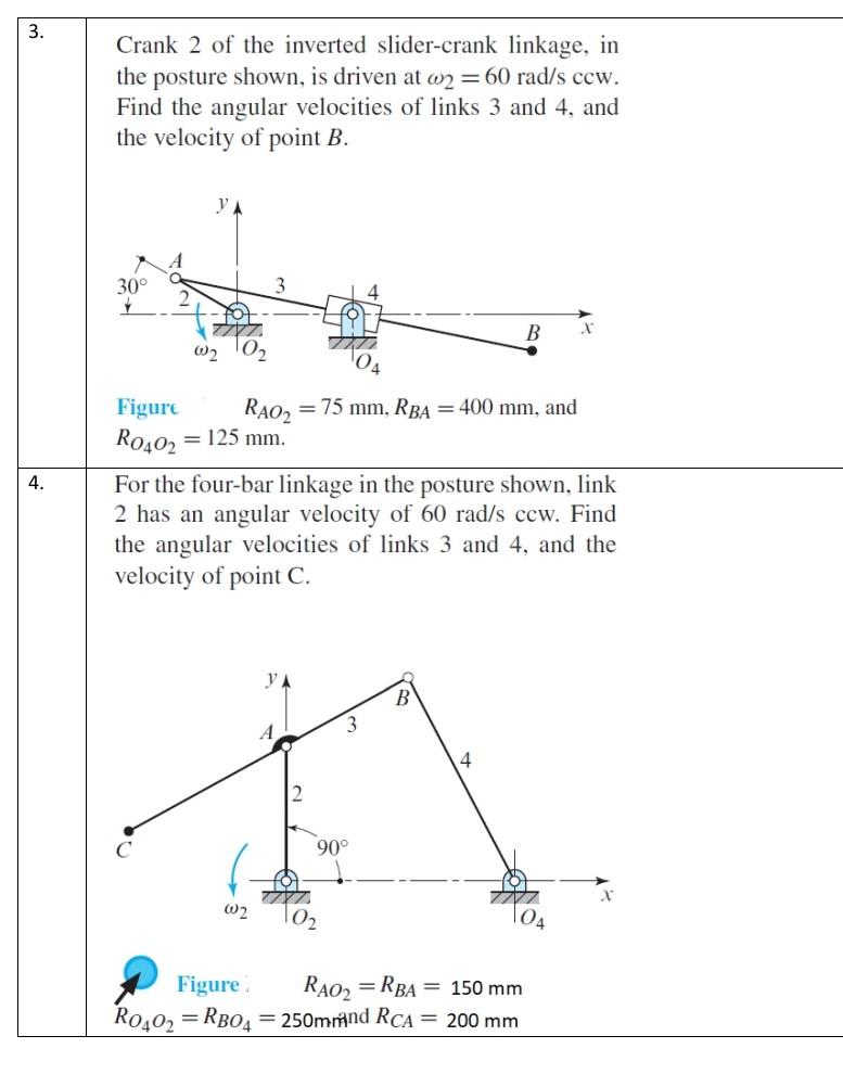 Solved Crank 2 of the inverted slider-crank linkage, in the | Chegg.com
