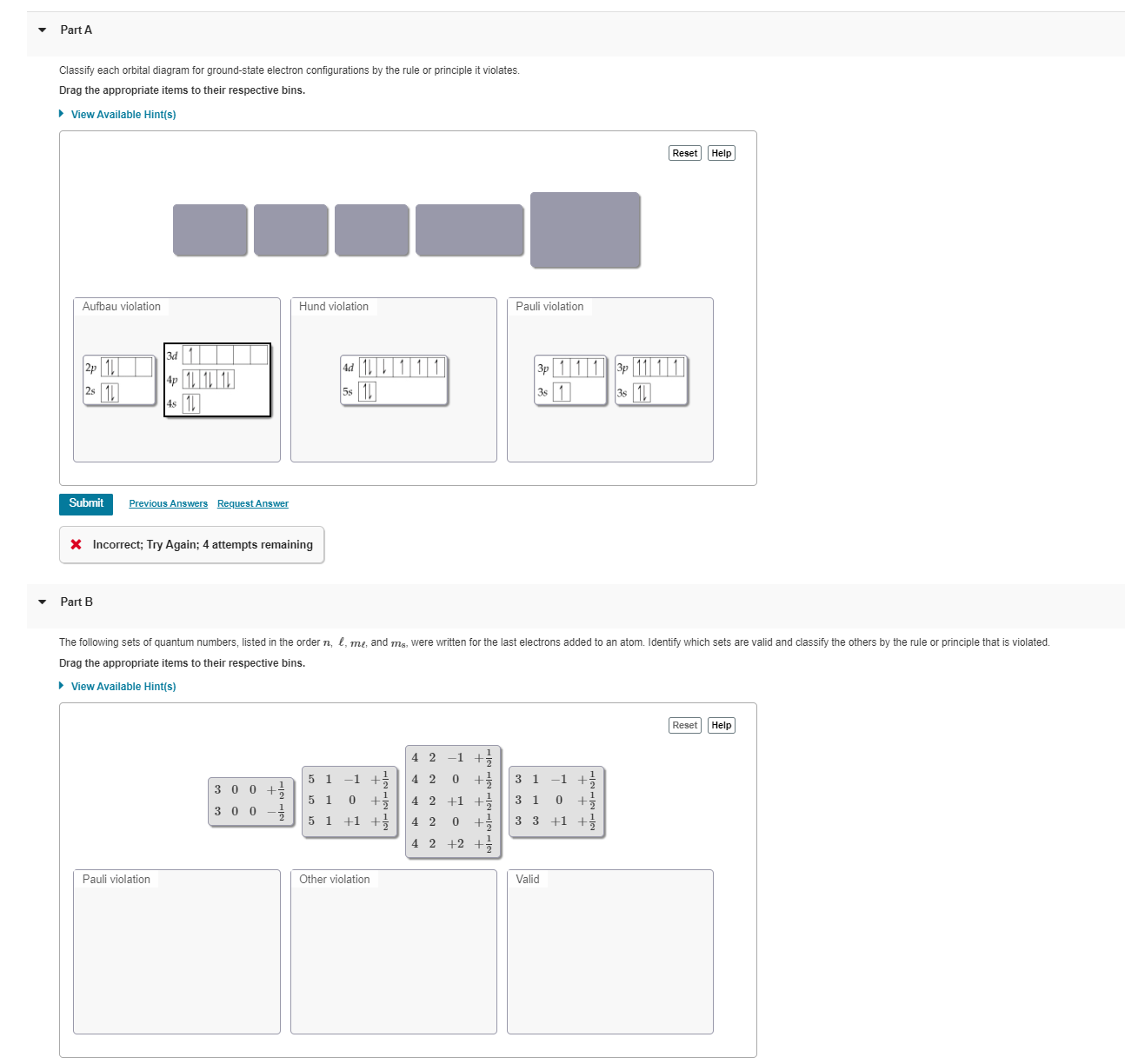 Solved Part AClassify each orbital diagram for ground-state | Chegg.com