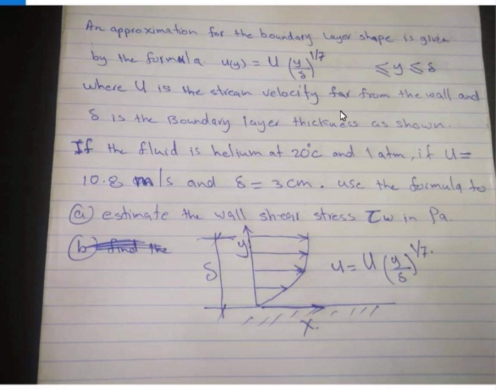 Solved An Approximation For The Boundary Layer Shape Is 9437
