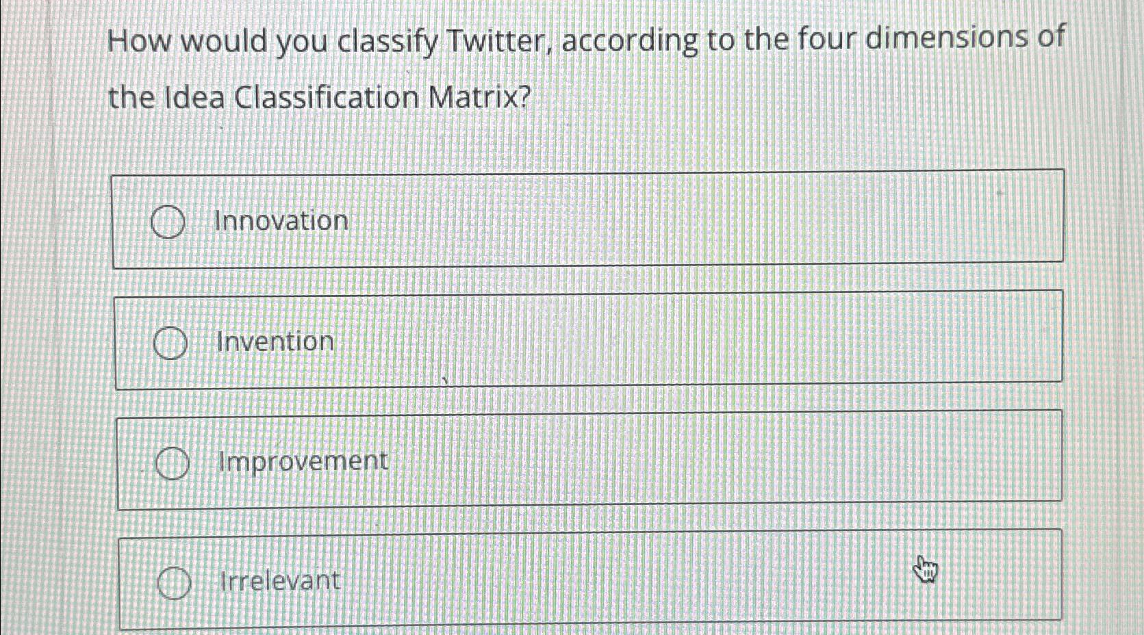 Solved How would you classify Twitter, according to the four | Chegg.com