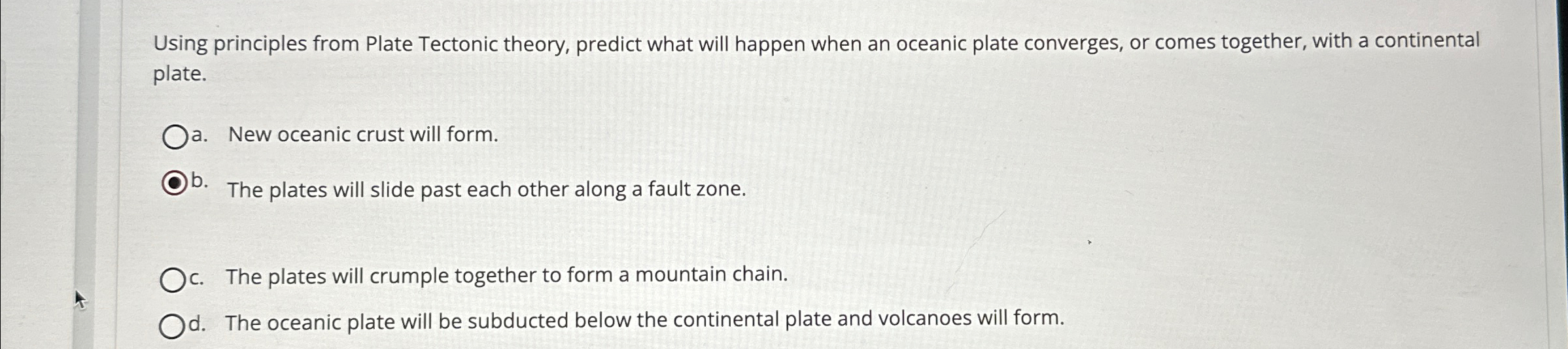 Solved Using principles from Plate Tectonic theory, predict | Chegg.com