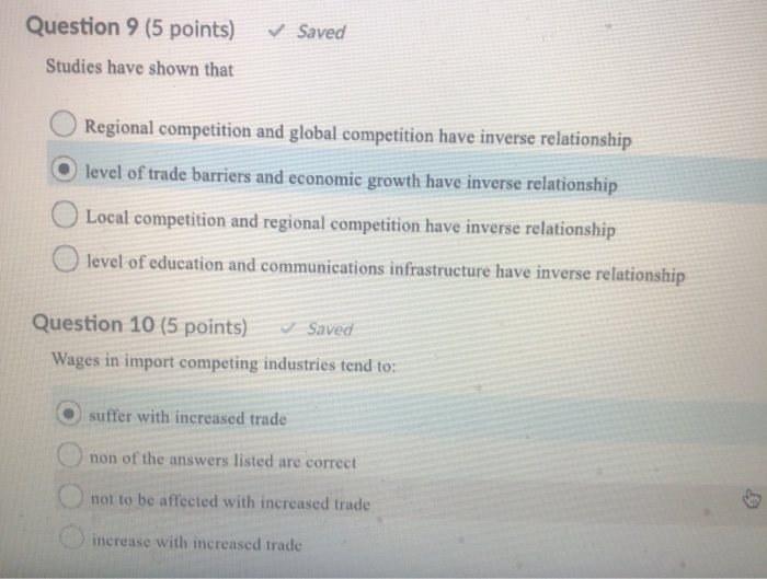 Solved Question 9 (5 points) Saved Studies have shown that | Chegg.com