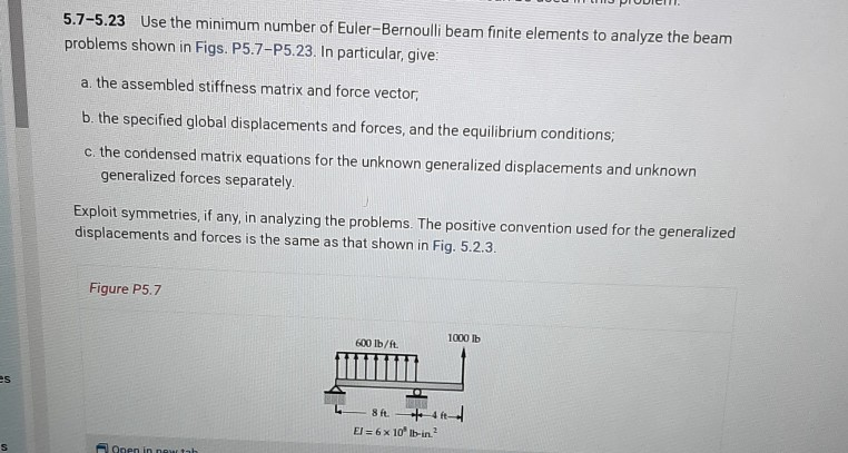 Solved 5.7-5.23 Use the minimum number of Euler-Bernoulli | Chegg.com