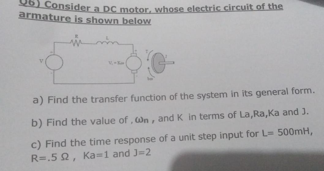 Solved Consider a DC motor, whose electric circuit of the | Chegg.com