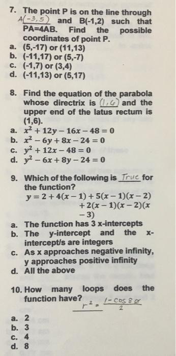 Solved ANALYTIC GEOMETRYSolve these problems (Complete | Chegg.com