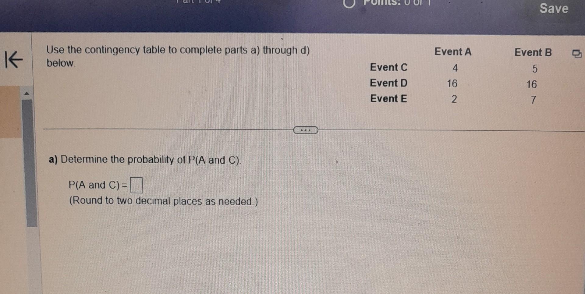 Solved Use the contingency table to complete parts a) | Chegg.com
