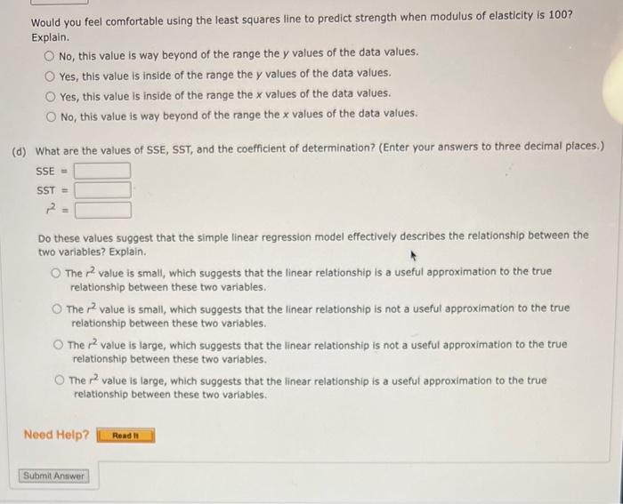 Solved Values of modulus of elasticity (MOE, the ratio of | Chegg.com