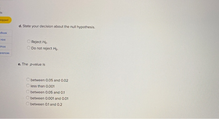Solved Exercise 11-7 (LO11-2) The null and alternate | Chegg.com