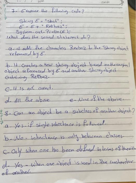 Solved 5- Look af below snippet code: String yourstring = | Chegg.com