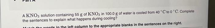Solved A KNO3 solution containing 55 g of KNO3 in 100.0 g of | Chegg.com