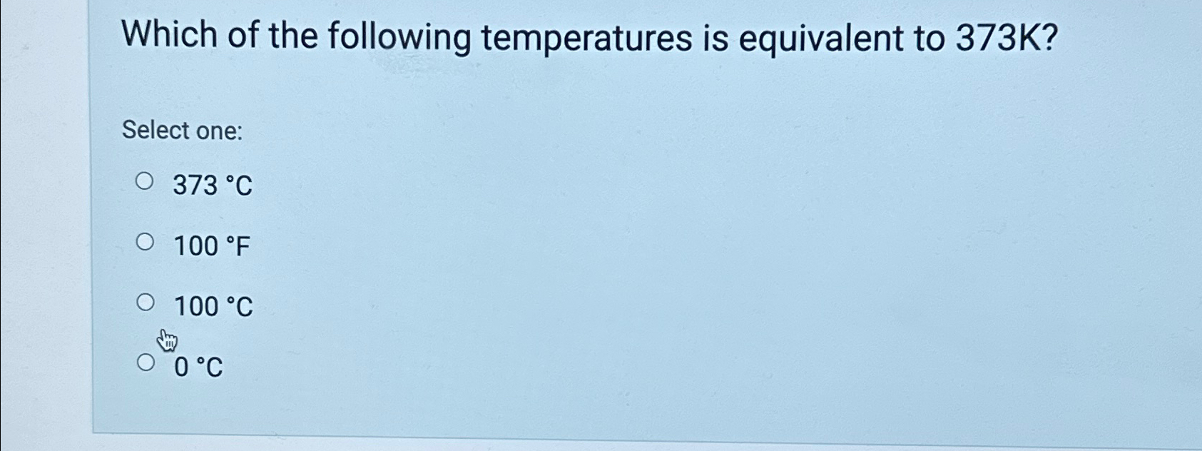 Solved Which of the following temperatures is equivalent to | Chegg.com