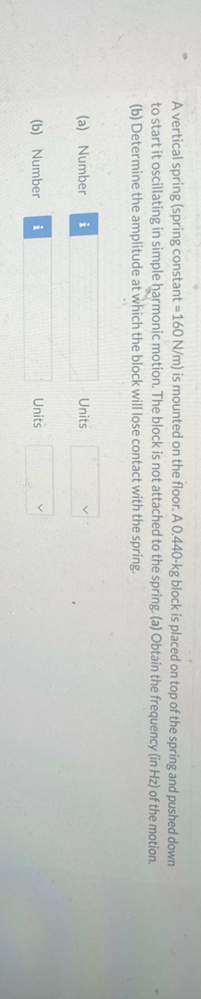 Solved A vertical spring (spring constant =160Nm ) ﻿is | Chegg.com