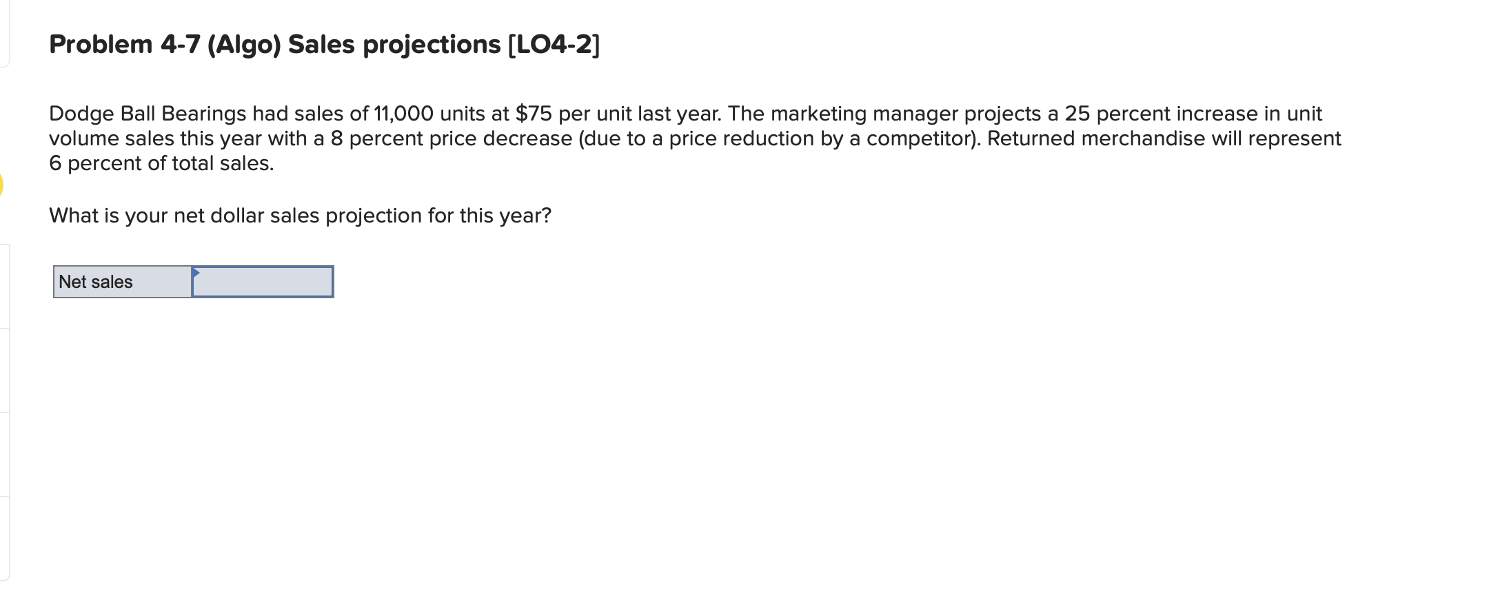 Solved Problem 4-7 (Algo) ﻿Sales projections [L04-2]Dodge | Chegg.com