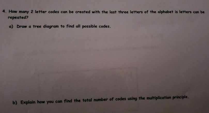 Solved 4. How many 2 letter codes can be created with the | Chegg.com