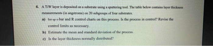 Solved 4. A TIW layer is deposited on a substrate using a | Chegg.com
