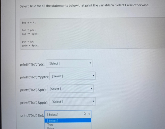 Solved Select True for all the statements below that print | Chegg.com