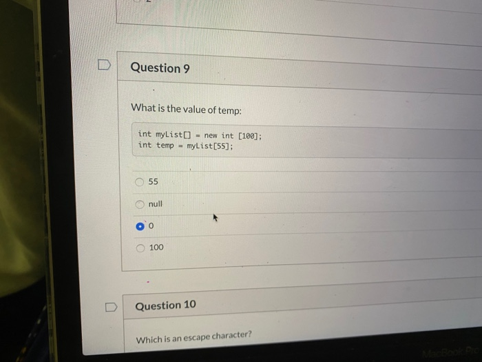 Solved Question 9 What Is The Value Of Temp Int Mylist