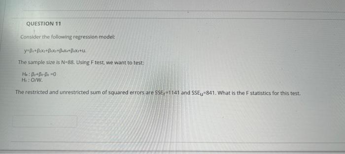 Solved Consider the following regression modek: The sample | Chegg.com