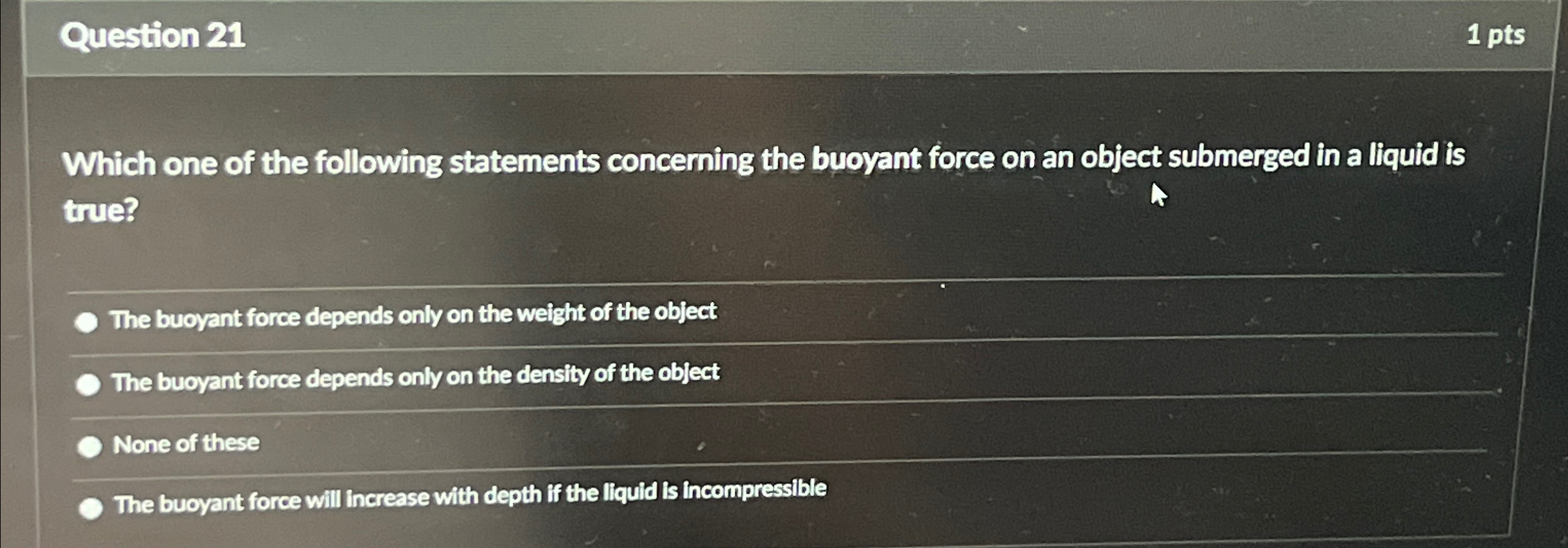 Solved Question 211 ﻿ptsWhich one of the following | Chegg.com