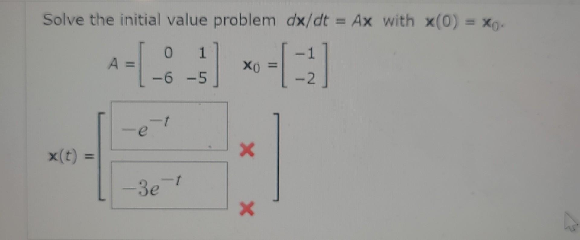 Solved Solve the initial value problem dx/dt = Ax with x(0) | Chegg.com