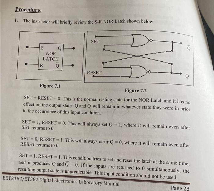 Solved Procedure: 1. The instructor will briefly review the | Chegg.com
