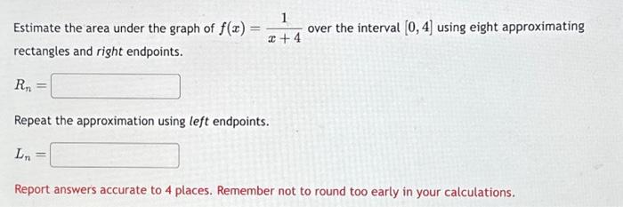 Solved Estimate the area under the graph of f(x) = | Chegg.com