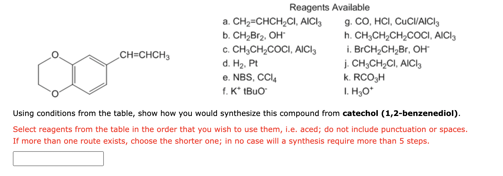 Solved Reagents Available a. CH2=CHCH2CI, AICI: g. CO, HCI, | Chegg.com