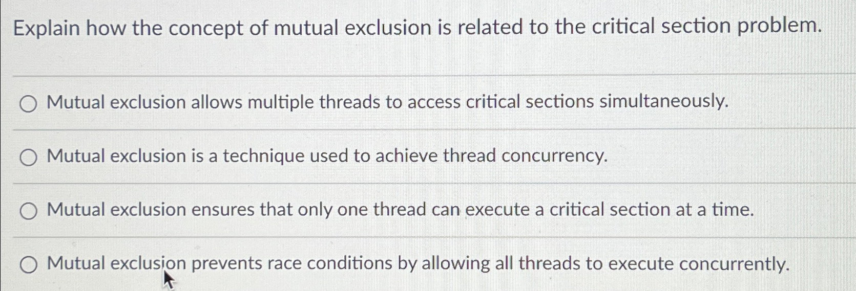 Solved Explain how the concept of mutual exclusion is | Chegg.com