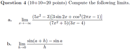 Solved Compute the following limits. Lim x rightarrow | Chegg.com