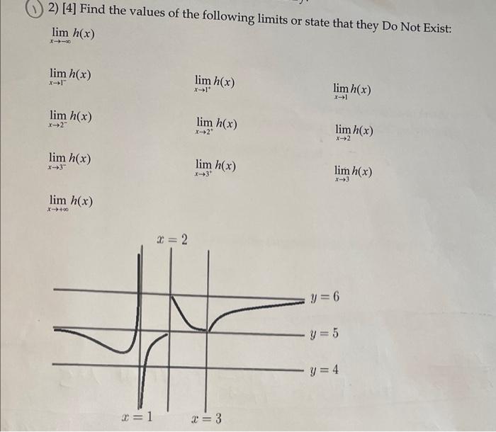 Solved (1) 2) [4] Find the values of the following limits or | Chegg.com